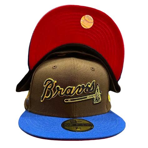 Atlanta Braves Brown Blue Two Tone 2000 Asg Patch Red Uv 59fifty Fitted Hat