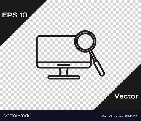 Black Line Computer Monitor Diagnostics Icon Vector Image