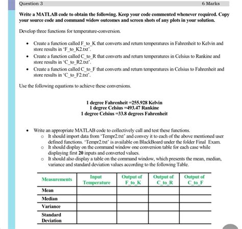 Solved Question 3 6 Marks Write A Matlab Code To Obtain The