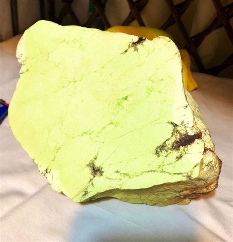 Large Lemon Chrysoprase Specimen Polished On One Side