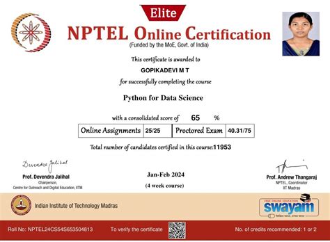 Gopikadevi M T On Linkedin Python Datascience Nptel Learning Machinelearning