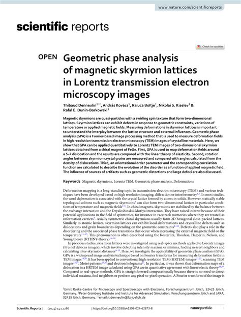Pdf Geometric Phase Analysis Of Magnetic Skyrmion Lattices In Lorentz Transmission Electron