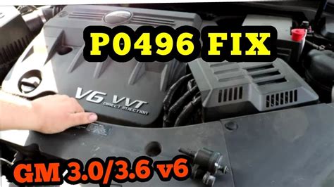Gm 3 0l 3 6l P0496 Evap Purge Valve Replacement Youtube