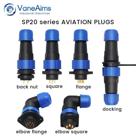 플라스틱 항공 소켓 플러그 와이어 터미널 블록 엘보 커넥터 방수 커넥터 Sp20 2 핀 3 핀 4 핀 5 핀 6 핀