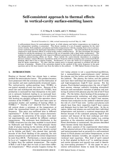 pdf self consistent approach to thermal effects in vertical cavity