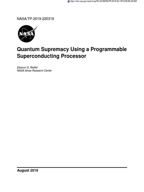 Quantum Supremacy Using A Programmable Superconducting Processor Pdf Quantum Computing