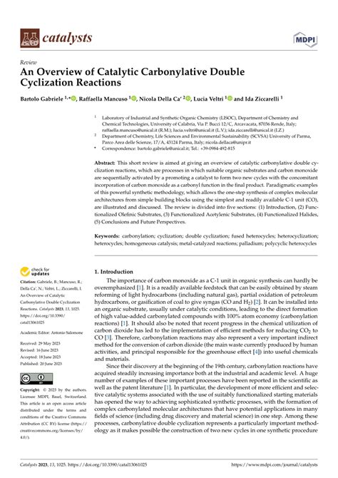 Pdf An Overview Of Catalytic Carbonylative Double Cyclization Reactions