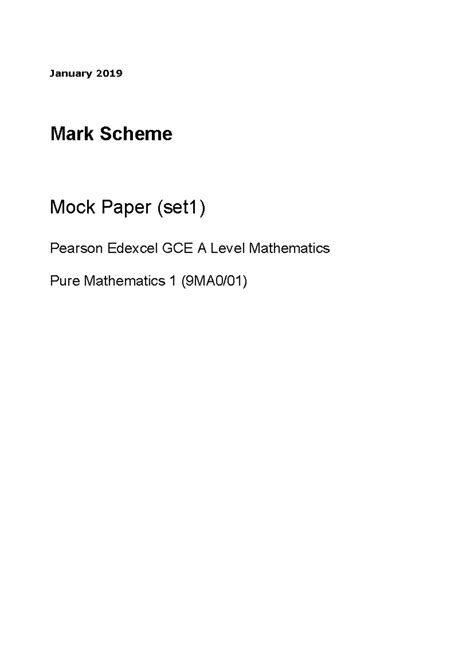 S MA Pure Mock Set Mark Scheme Pdf Mark Scheme Mock Paper Set December