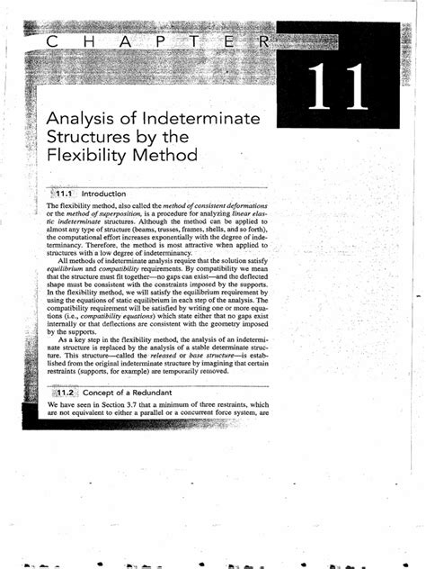 chapter 11 analysis of indeterminate structures by the flexibility
