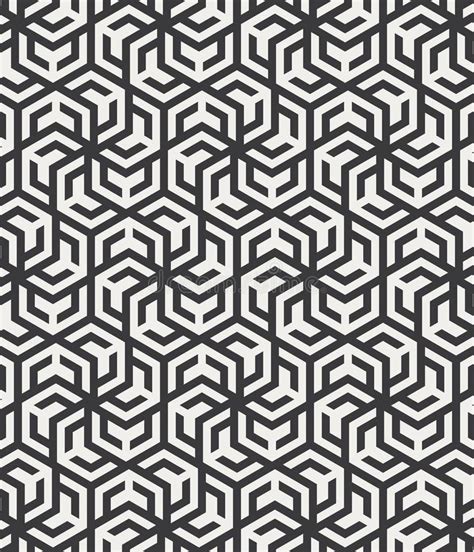 Geometric Vector Pattern Repeating Triangle On Hexagon Stripe Monochrome Stylish Texture Stock