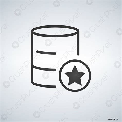 Linear Database Server Isolated Flat Web Mobile Icon With Star Stock