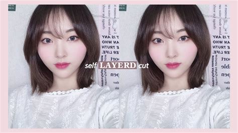 셀프 레이어드컷and숱치기💇🏻‍♀️단발 거지존 극복 웬디 단발ft옆광대 커버동그란얼굴 헤어 ㅣ미닝 Youtube