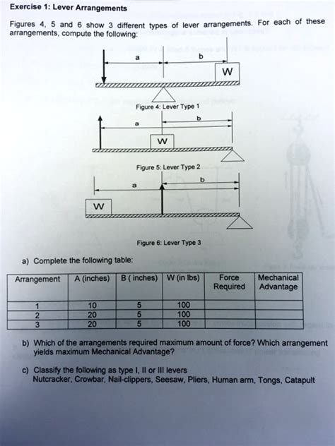 SOLVED Exercise 1 Lever Arrangements Figures And Show Different Types Arrangements Compute