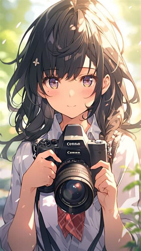 Anime Girl Holding A Camera Like A Photographer Aesthetics 155