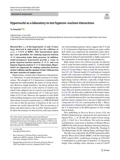 Pdf Hypernuclei As A Laboratory To Test Hyperon Nucleon Interactions