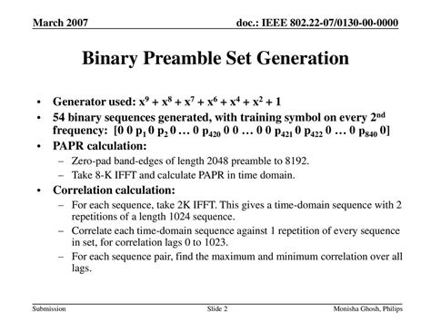binary preamble sequence set ppt download