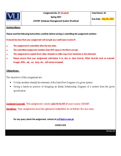 Spring 2024 Cs403p 1 Assignment No 01 Graded Spring 2024 Cs403p