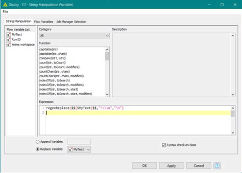 rendering line break in knime knime analytics platform knime