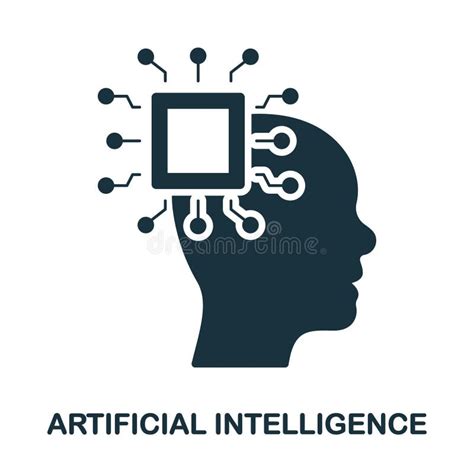 Ai In Human Brain Glyph Pictogram Artificial Intelligence Silhouette Icon Stock Vector
