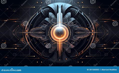 Futuristic Sci Fi Design With A Glowing Orb In The Center Stock