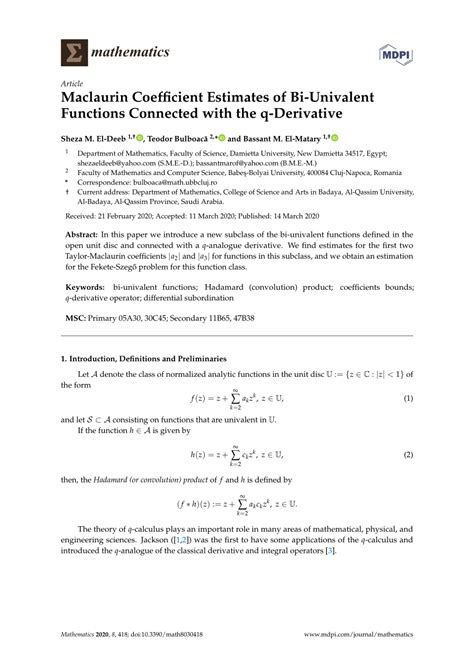 Pdf Maclaurin Coefficient Estimates Of Bi Univalent Functions