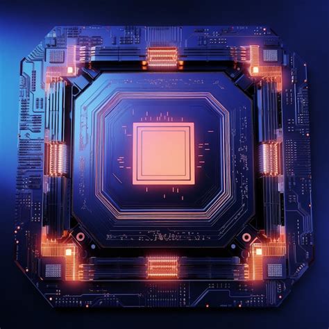 Premium Ai Image Central Computer Processor With Neon Lights Integrated Microchip Circuit