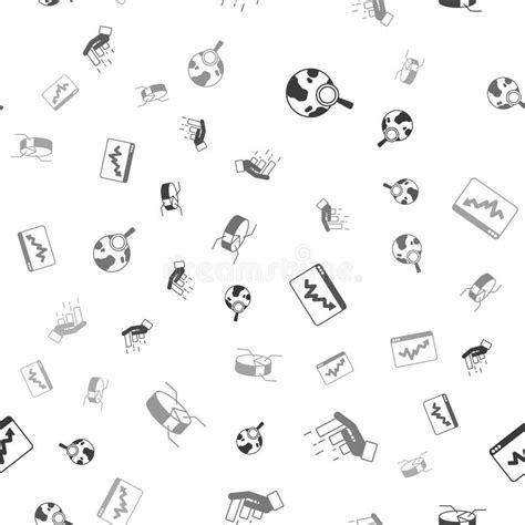 Set Search Globe Financial Growth Graph Chart Infographic And Pie On Seamless Pattern Vector