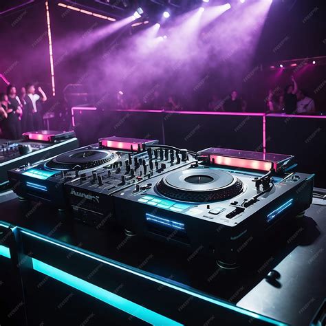 Premium Photo Professional Concert Dj Setup On Stage In Nightclub