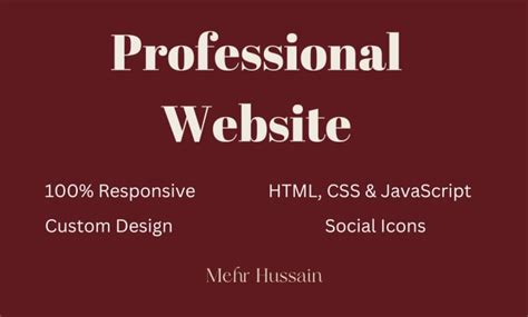 Be Your Front End Developer Using Html Css Javascript By Mehrhussain
