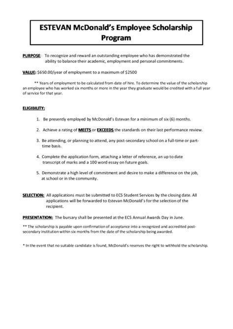 Fillable Scholarship Bursary Application Form Printable Pdf Download