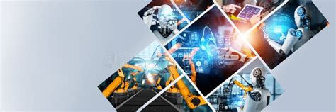 Automated Ai Industry Robot And Robotic Arms Assembly In Factory