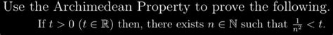 solved use the archimedean property to prove the following