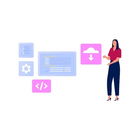 Premium Vector A Girl Shows Uploading The Cloud Data