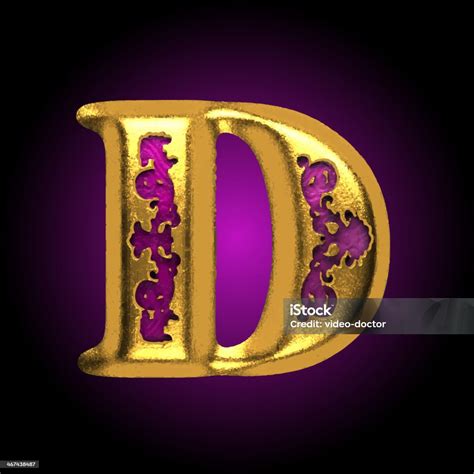 벡터 골든 알파벳 D 검은색에 대한 스톡 벡터 아트 및 기타 이미지 검은색 고체 금 금속 Istock