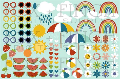 Summer Clipart Svg Png Eps Commercial Use Summer Vector Art Retro Summer Clip Art Bundle