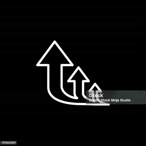 세 화살표 기호 방향 편도 편평한 선 도로 방향 검정색 배경 일러스트 가리키기에 대한 스톡 벡터 아트 및 기타 이미지 가리키기 개념 거리 Istock