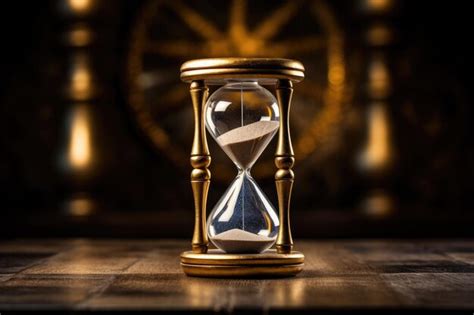 Closeup Of A Golden Hourglass On A Table Hourglass Endless Loop Time