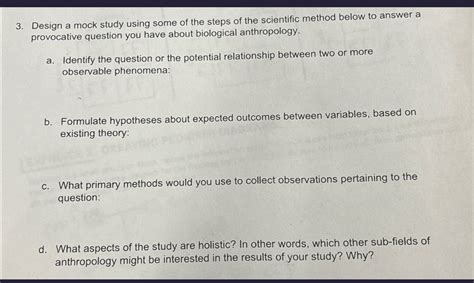 Design A Mock Study Using Some Of The Steps Of The Chegg Com