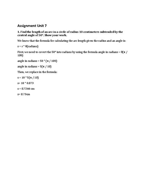 Assignment Unit 7 Show Your Work We Know That The Formula For