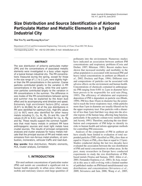 Pdf Size Distribution And Source Identification Of Airborne