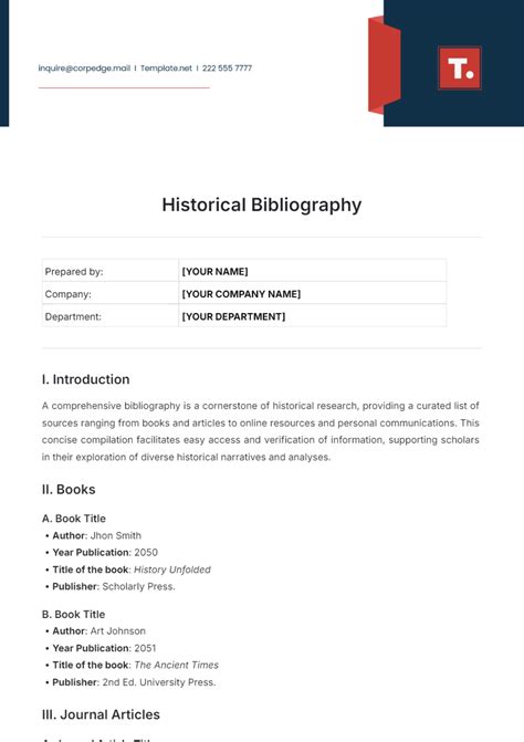 Free Historical Bibliography Template To Edit Online