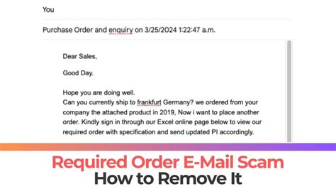 Required Order E Mail Scam Malware Removal Fix