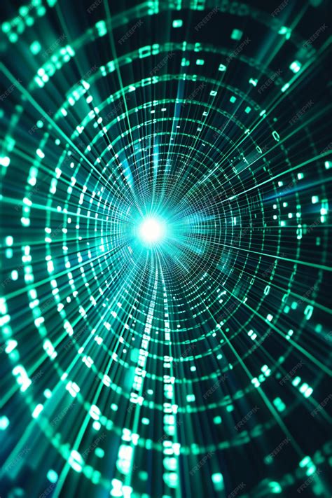 Premium Photo Abstract Technology Tunnel With Light Patterns Representing Digital Data Flow