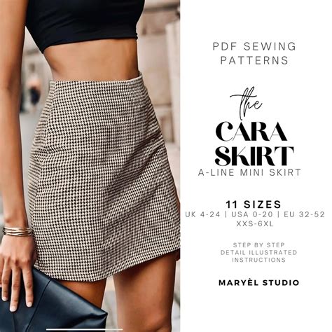 A Line Mini Skirt Pdf Sewing Pattern Easy Women Summer Skirt Beginner