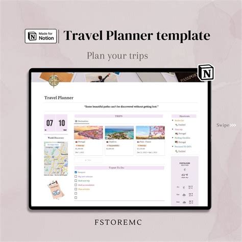 Travel Planning Notiontemplate Notion Trip Planner Dashboard Calendar
