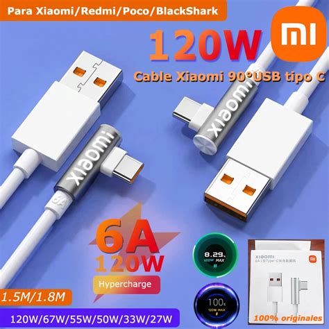 Xiaomi W Usb Tipo C Cable Hyper Turbo Carga R Pida Codo De Grados Juego