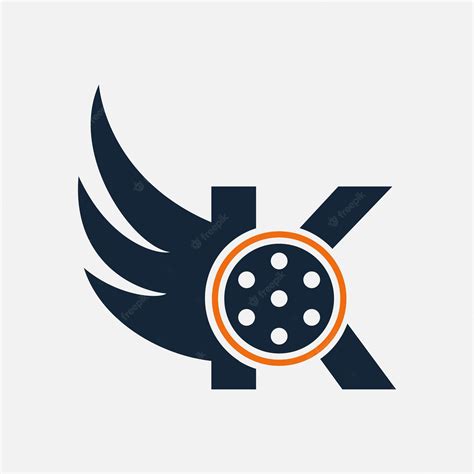 초기 문자 K 필름 로고 영화 로고 영화 깃털 날개 릴 로고 디자인 템플릿 Template 프리미엄 벡터
