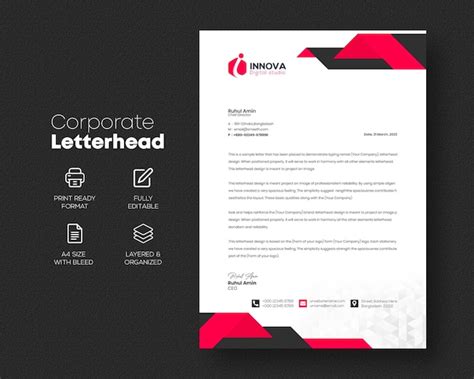 기업 세련되고 우아한 비즈니스 문구 편지지 디자인 서식 파일 프리미엄 Psd 파일