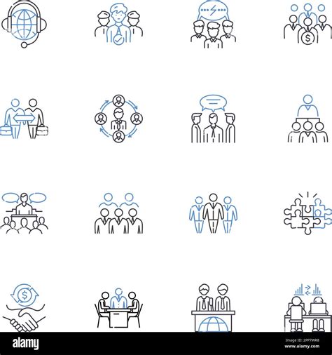 Business Unity Line Icons Collection Synergy Partnership Cohesion