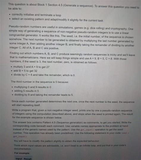 Solved This Question Is About Block 1 Section 4 5 Generate Chegg